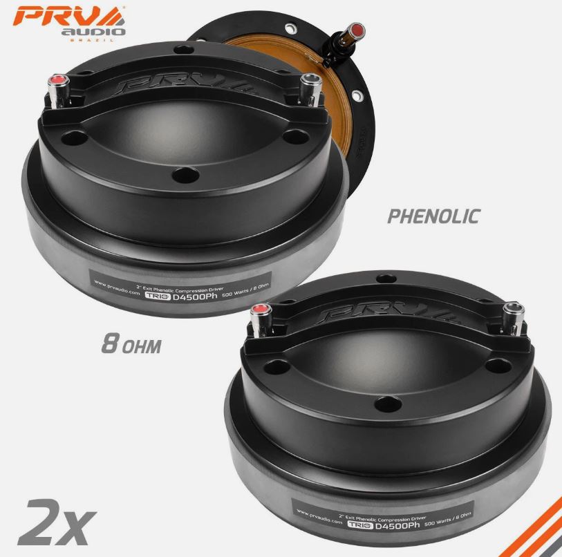 (2) PRV AUDIO D4500Ph 2” EXIT PHENOLIC 8Ω MID RANGE COMPRESSION DRIVERS ...