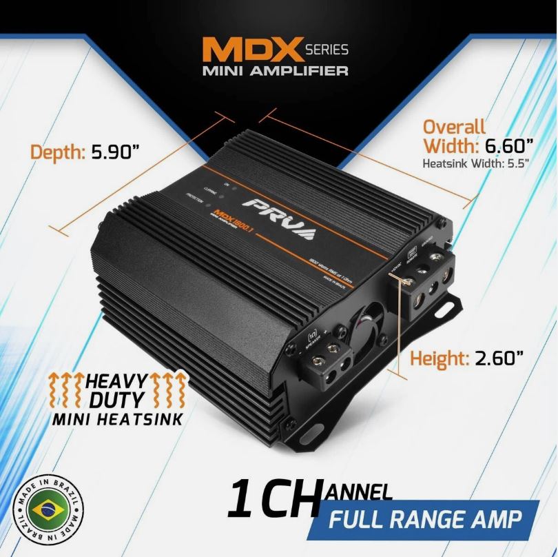 PRV AUDIO MDX1800.1 1 OHM 1-CHANNEL FULL-RANGE MDX MINI AMPLIFIER 1800W ...