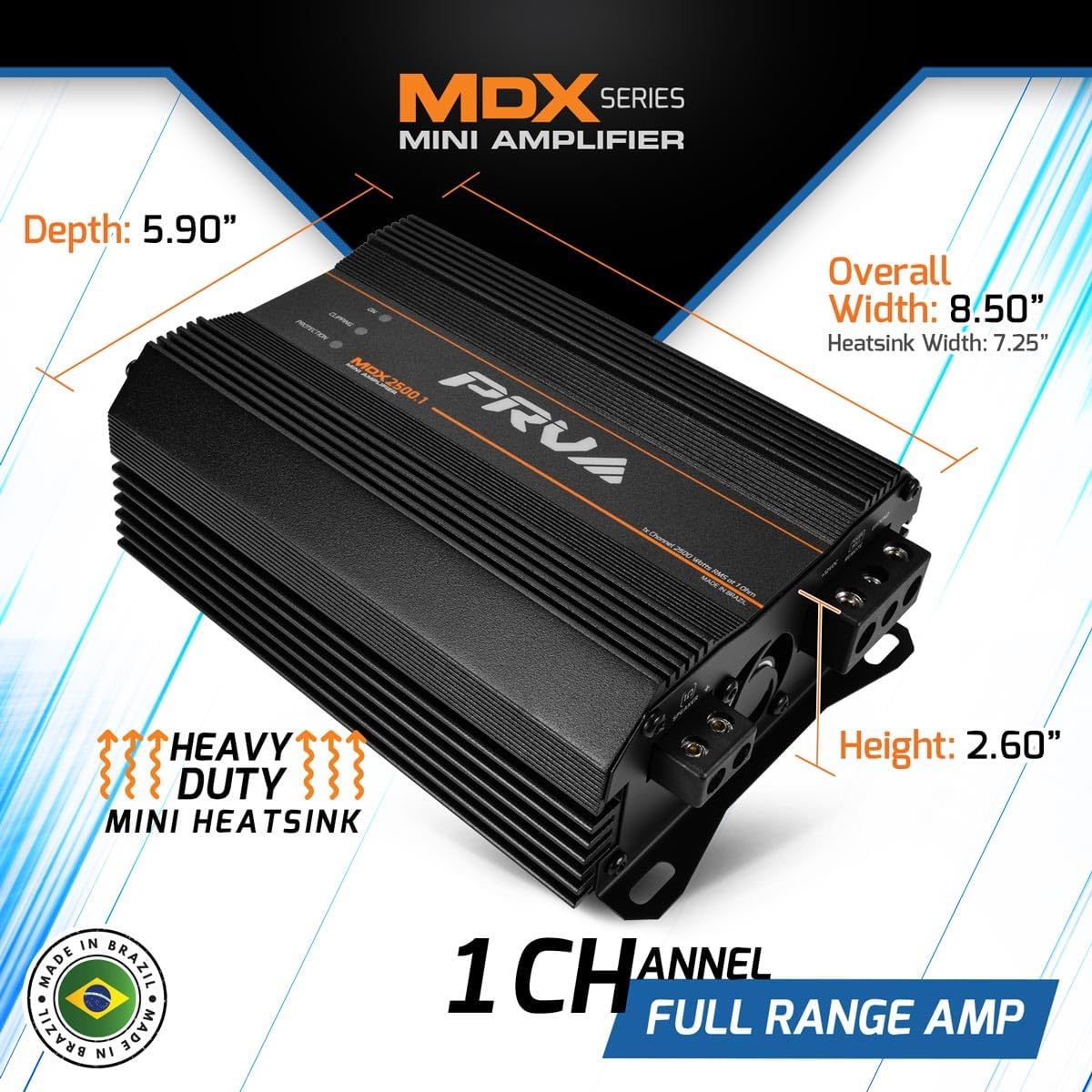 PRV AUDIO MDX2500.1 1 OHM 1-CHANNEL FULL-RANGE MDX MINI AMPLIFIER 2500W ...